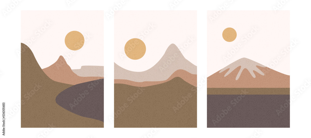 Abstract landscape poster collection. Set of contemporary art print ...