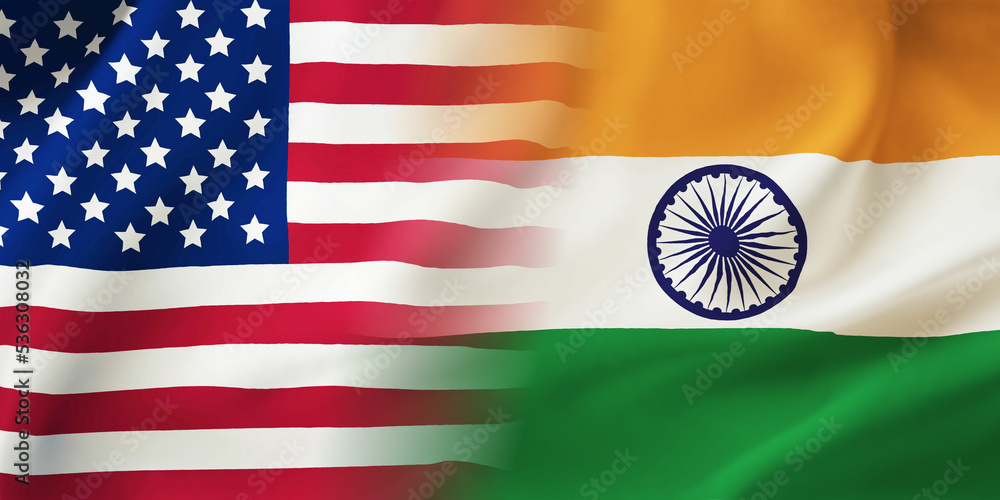 India,USA flag together.Indian,American waving flag. Stock Illustration ...