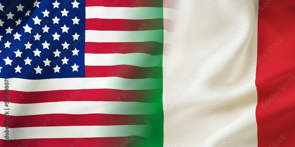 Italy,USA flag together.Italy,American waving flag. Stock Illustration ...