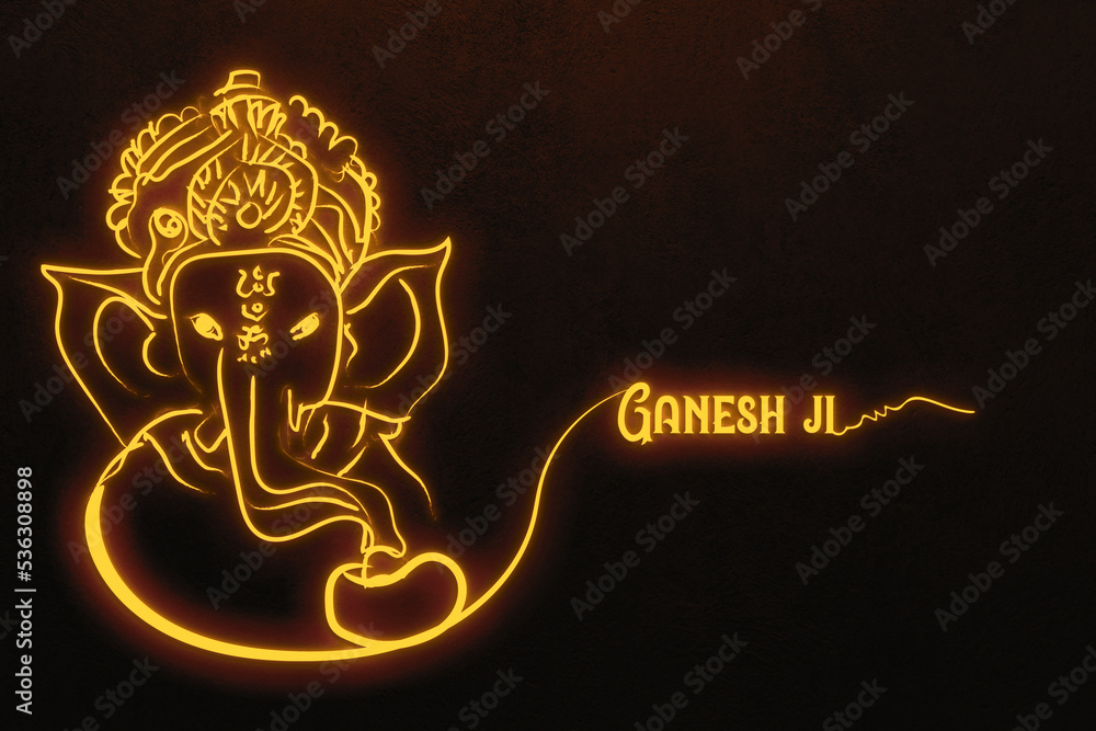 3D ganesh ji lineart neon sign Stock Illustration | Adobe Stock