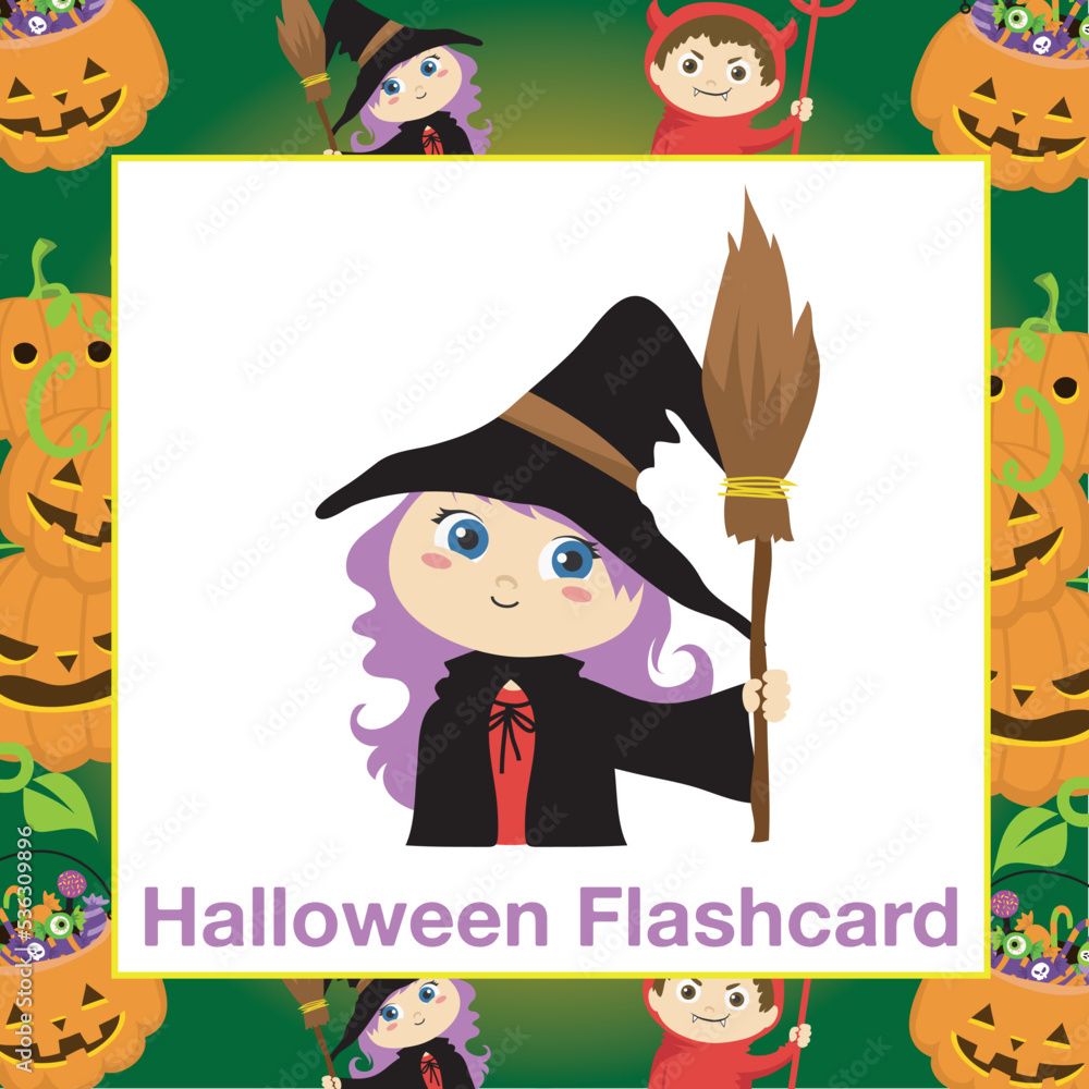 Halloween Flashcards for Children. Ready to print. Printable game card ...