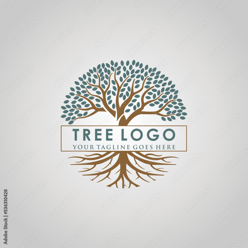 Abstract vibrant tree logo design, root vector - Tree of life logo ...