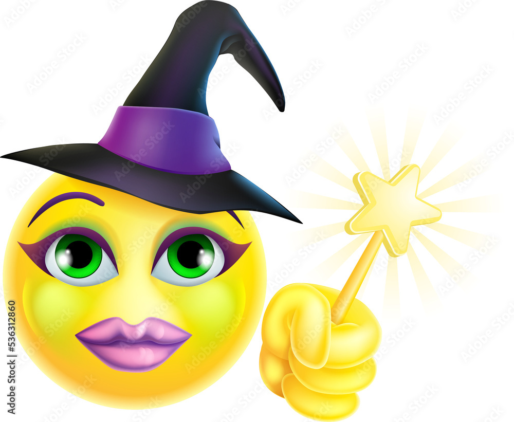 Witch Emoticon Face Emoji Cartoon Icon ilustração do Stock | Adobe Stock