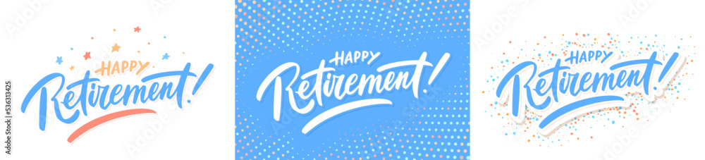Happy Retirement. Vector letterings set. Stock Vector | Adobe Stock
