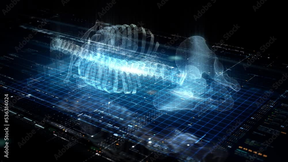 Futuristic biomedical concept of a holographic scanning a patient's ...
