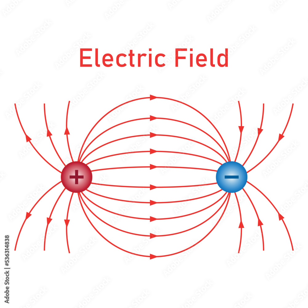 Electric field of two point charges diagram. scientific vector ...
