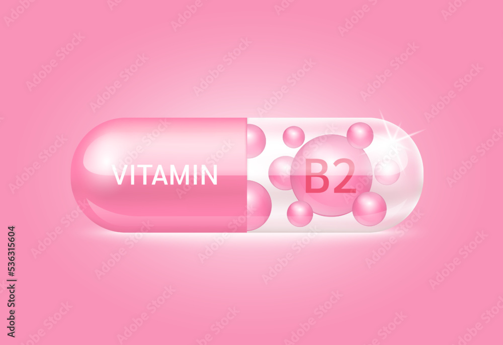 Capsule vitamin B2 structure pink and white It's transparent and ...
