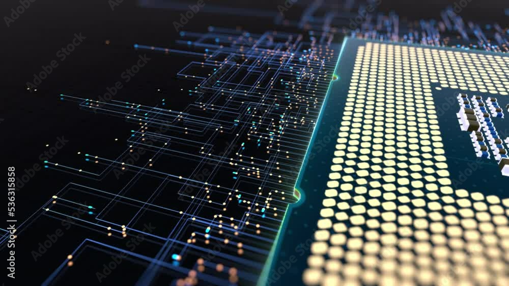 Wideo Stock: A computer processor with millions of connections and signals. Technology cpu ...