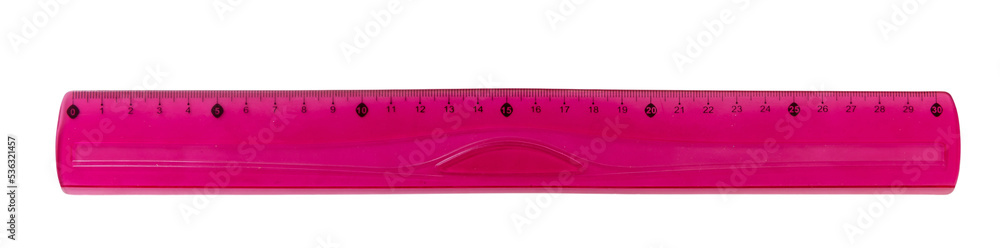 Ruler pink color, transparent background. PNG. Plastic measuring tape ...
