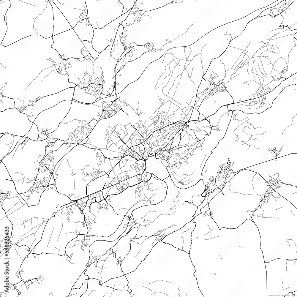 Area map of Besancon France with white background and black roads Stock ...