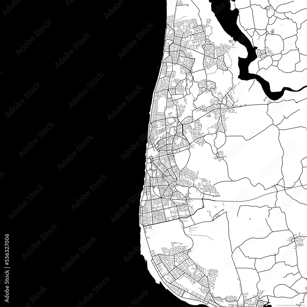 Area map of Blackpool United Kingdom with white background and black ...