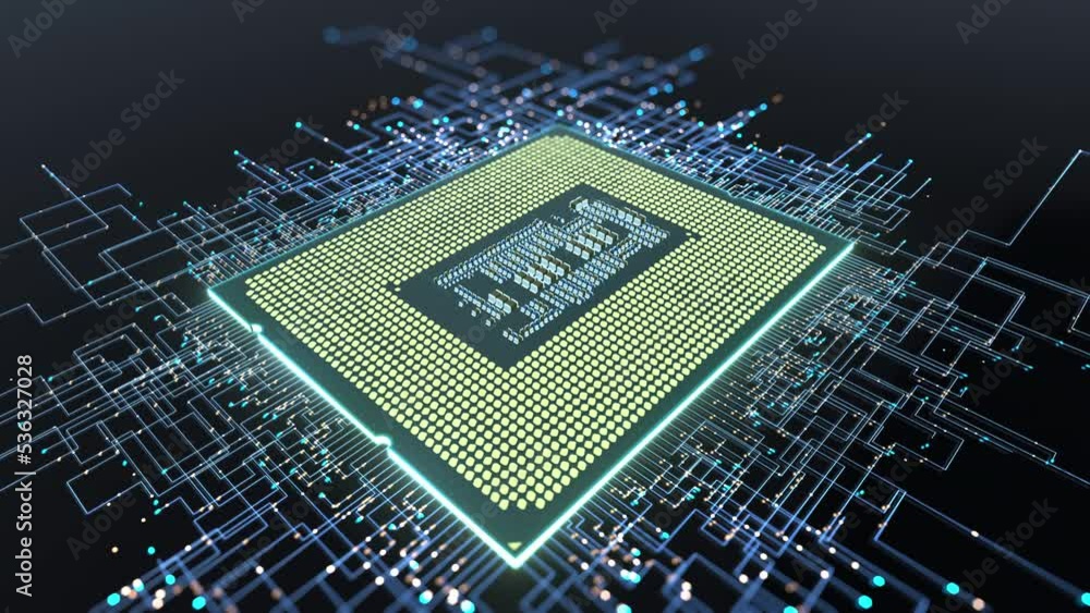 Wideo Stock: A computer processor with millions of connections and signals. Technology cpu ...