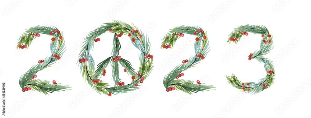 2023 new year watercolor numbers, New Year Watercolor Clip Art ...