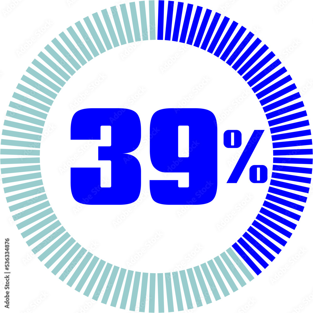 39 Percentage with Round Pie Chart. Economy, medical, sport and speed ...