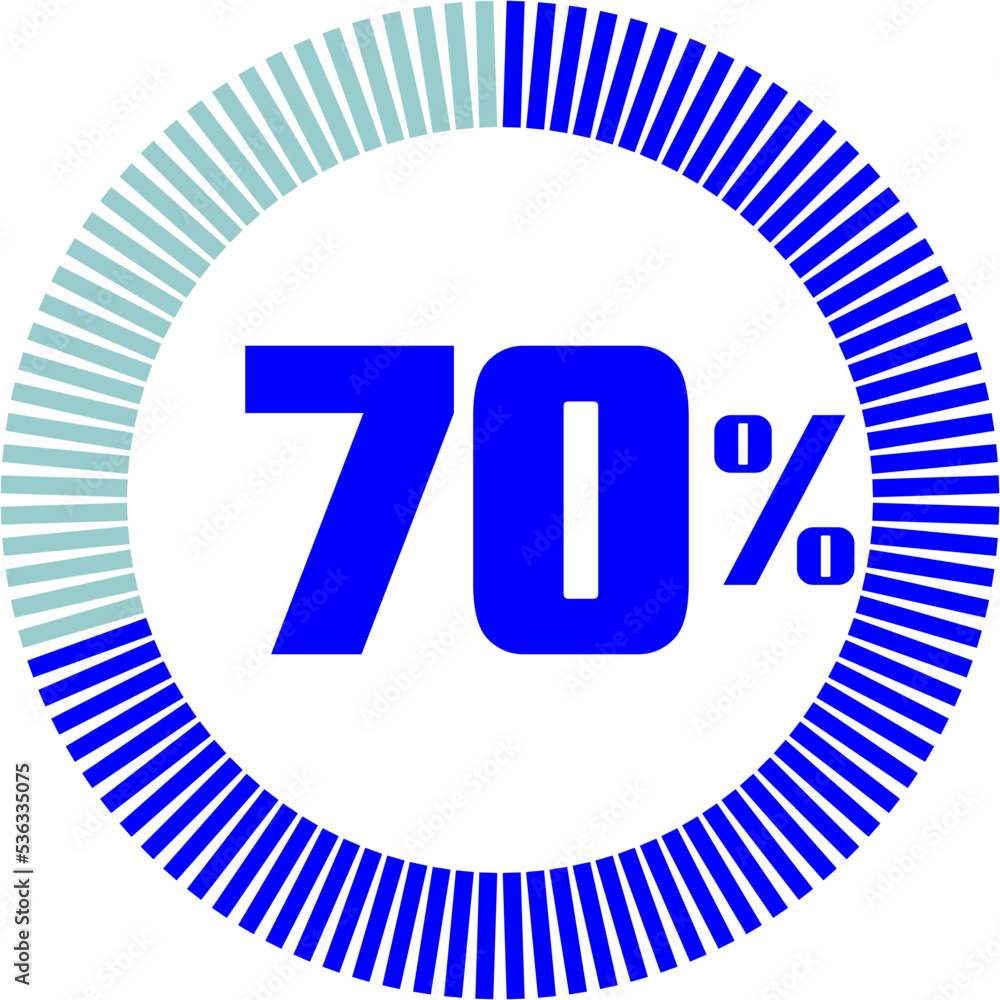 70 Percentage with Round Pie Chart. Economy, medical, sport and speed ...