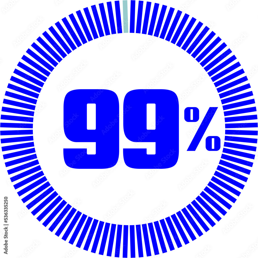 99 Percentage with Round Pie Chart. Economy, medical, sport and speed ...