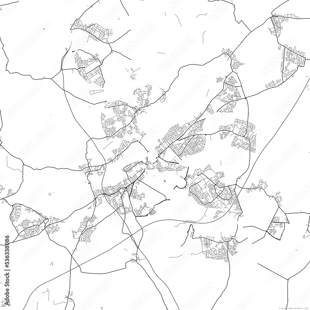 Area map of Doncaster United Kingdom with white background and black ...