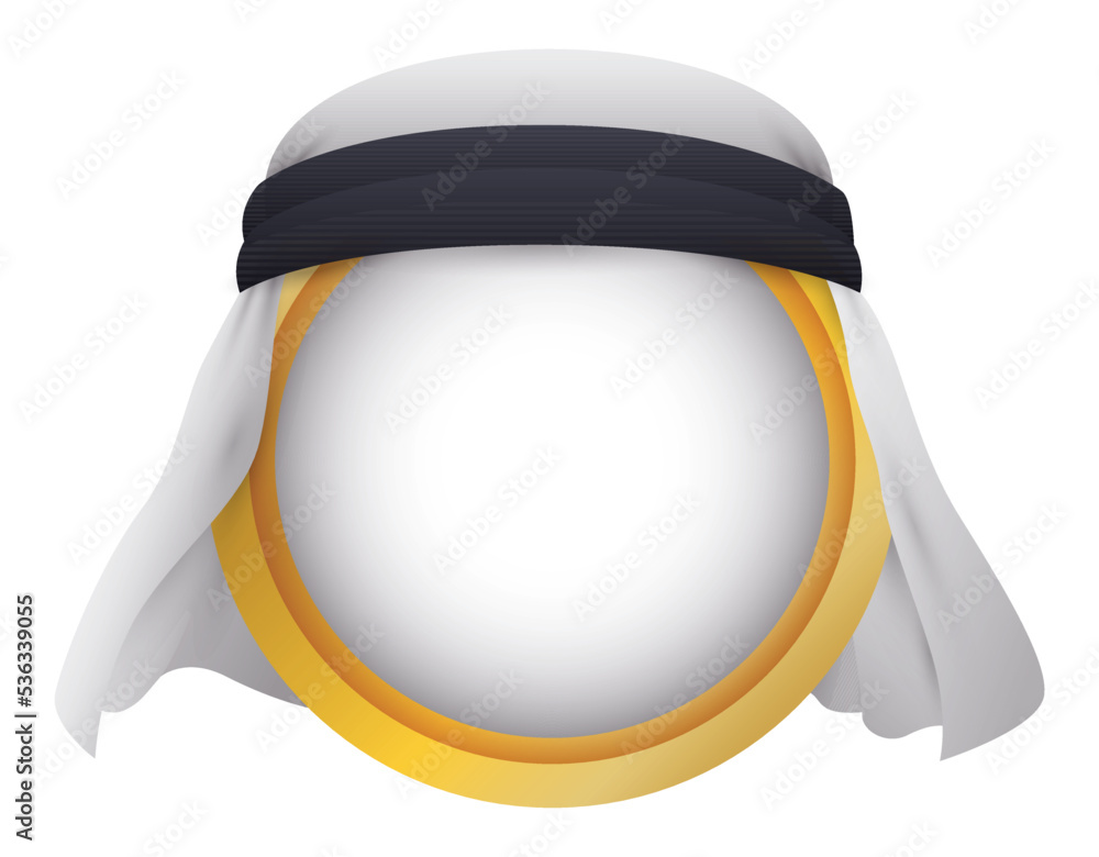 White keffiyeh covering an empty button with golden frame, Vector ...