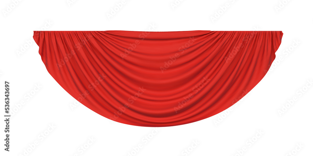 Red pelmet drapery curtain, PNG isolated on transparent background ...