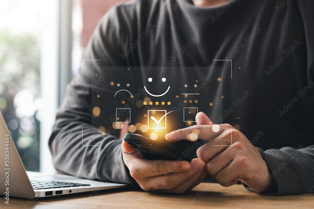 Service quality survey leading to business reputation ratings, smiley ...