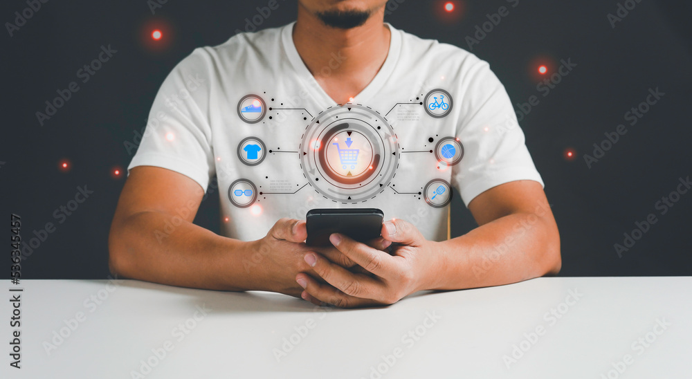 Digital money transfer, banking and e commerce concept.Mobile payment ...