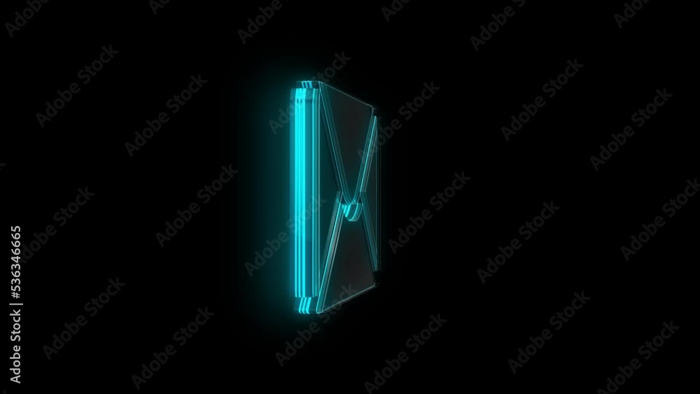 E-mail Icon Rotate Around on black background use for Envelope. Symbol ...