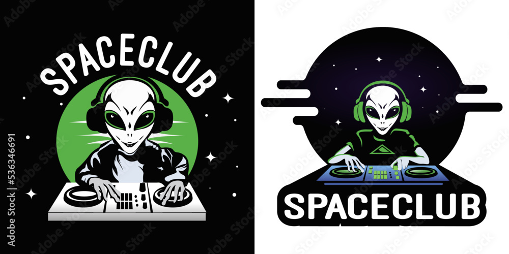 ALIEN DJ IN SPACE USING A MIXER VECTOR ILLUSTRATION vector de Stock ...