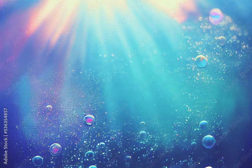 Jellyfish floating in the sea. Beautiful blue ocean life with sparkle ...