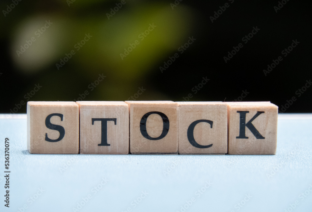 Stock words by letter made of wooden beads or blocks placed ...