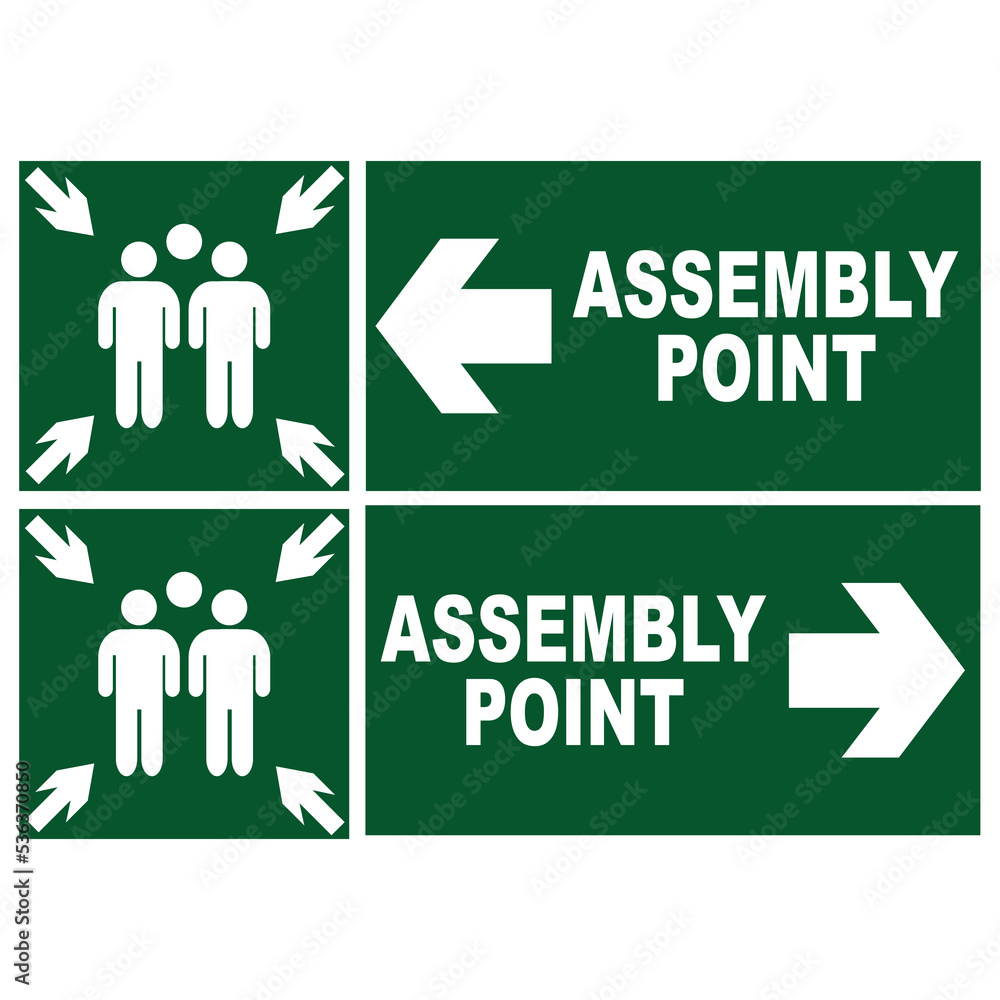 assembly poin vector signboard isolated on white background,evacuation ...