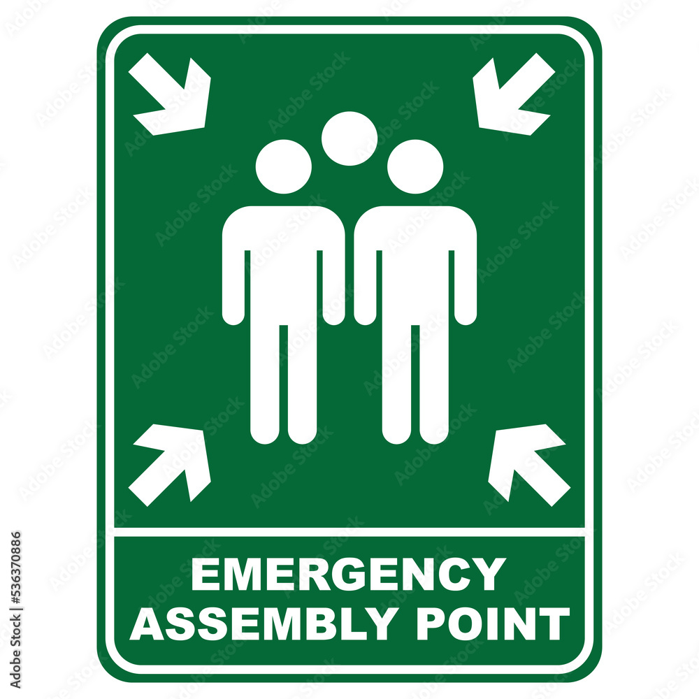 assembly poin vector signboard isolated on white background,evacuation ...