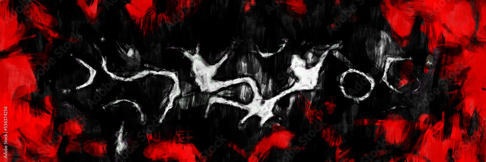 Abstract gothic impressionism brush strokes creepy shapes and lines in ...