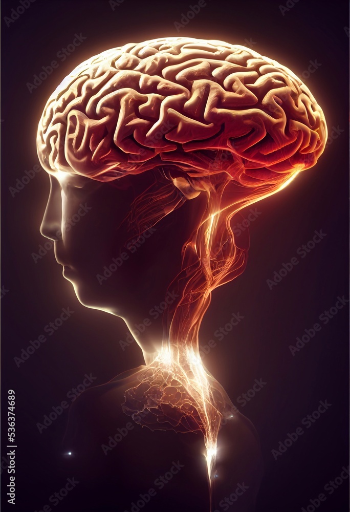 Human head and brain.Artificial Intelligence, AI Technology, thinking ...