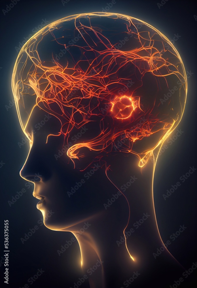 Human head and brain.Artificial Intelligence, AI Technology, thinking ...