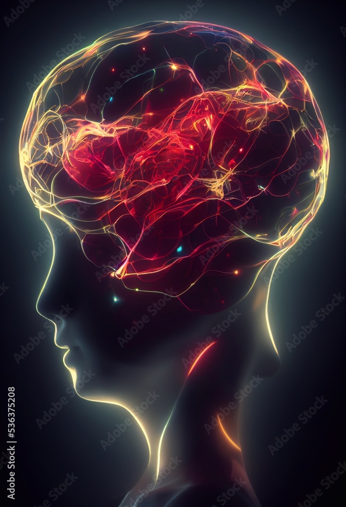 Human head and brain.Artificial Intelligence, AI Technology, thinking ...