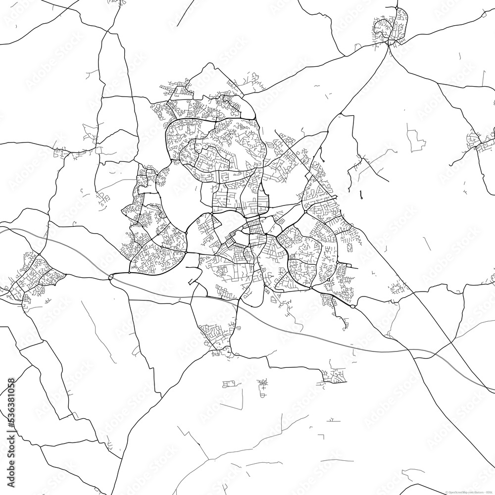 Area map of Swindon United Kingdom with white background and black ...