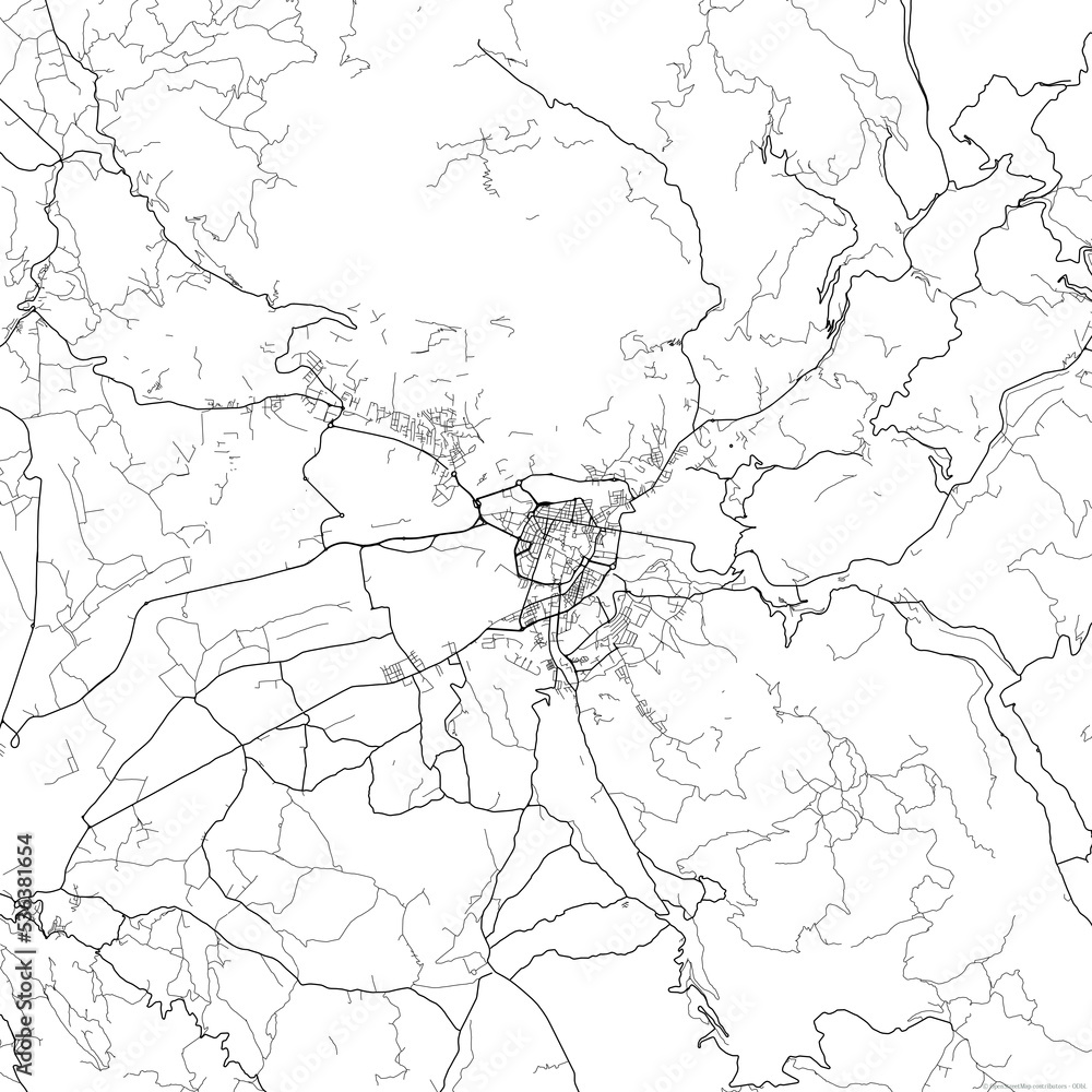 Area map of Terni Italy with white background and black roads Stock ...