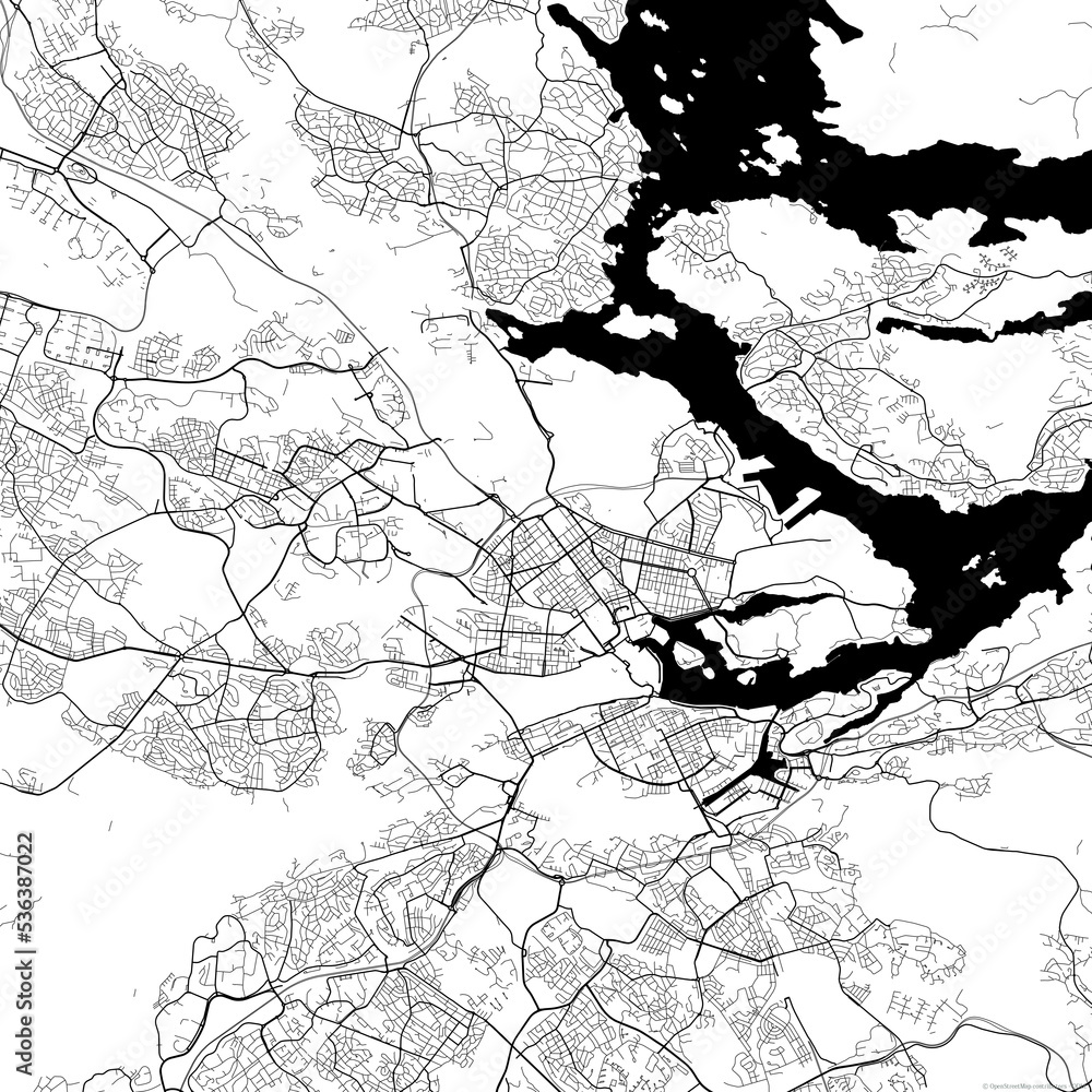 Area map of Vasastan Sweden with white background and black roads Stock ...