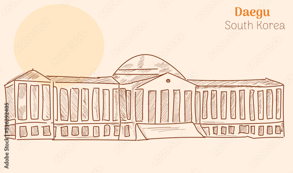 daegu south korea hand drawing vector illustration Stock Vector | Adobe ...