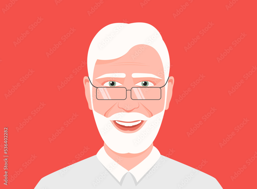 American active old man vector illustration. Gray haired older man with ...