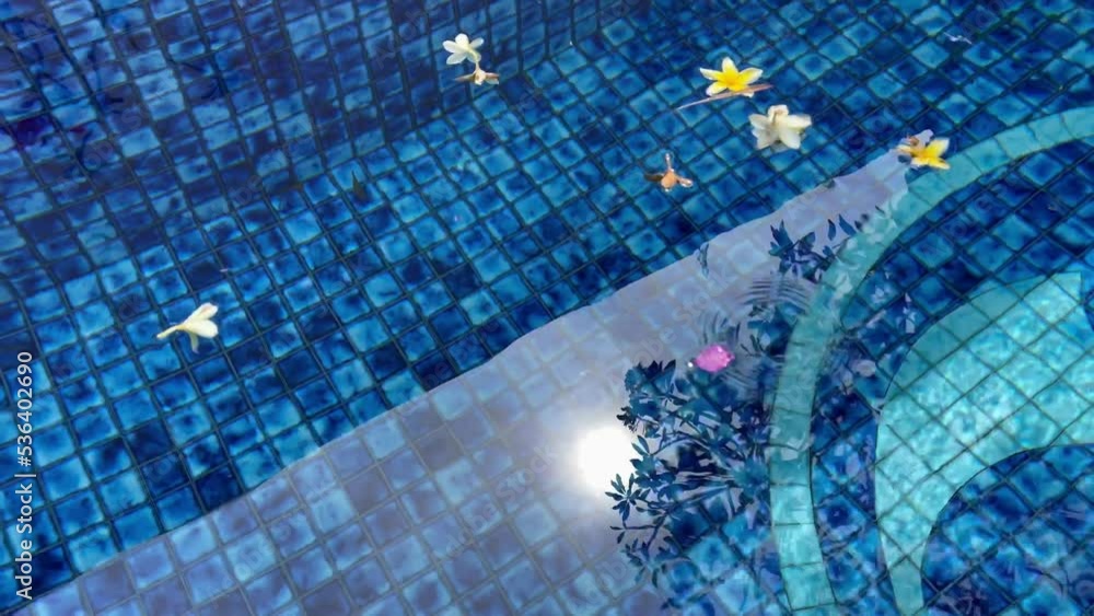 Beautiful texture of trembling water surface reflecting tropical trees ...