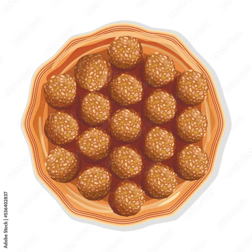 Plate with Indian sweets laddu (ladoo) isolated on white. Traditional ...