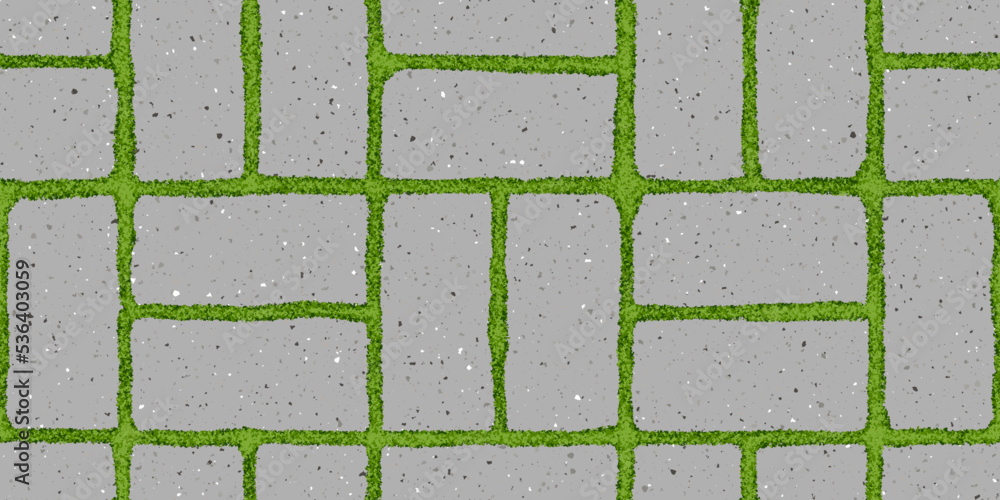 Vecteur Stock Seamless pattern of old pavement with moss and textured ...