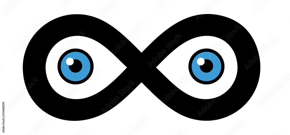 Cartoon infinite logo. eye symbol or pictogram. Line pattern. eternity ...