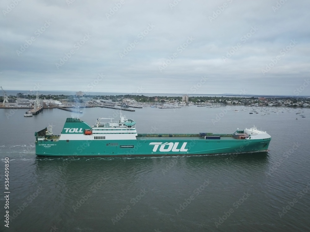 Toll Group container ship with empty decks arriving at the port of ...