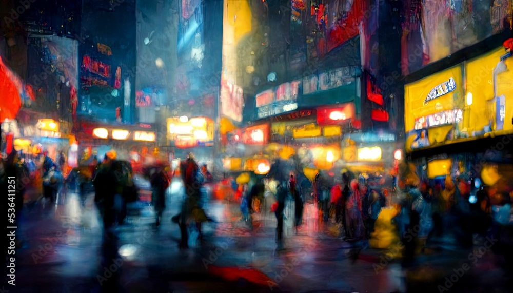 Crowded Street Blurred