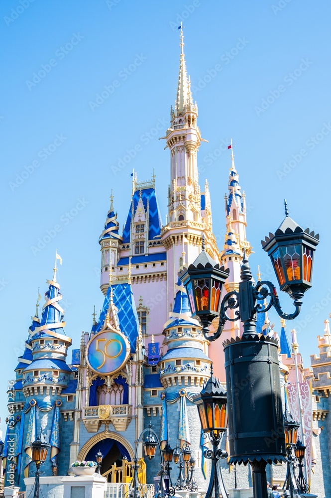 Vertical shot of the Cinderella castle in the Walt Disney world Stock ...