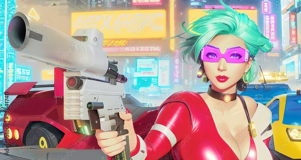 Cyberpunk Bounty Hunter Tela Stock Illustration Adobe Stock