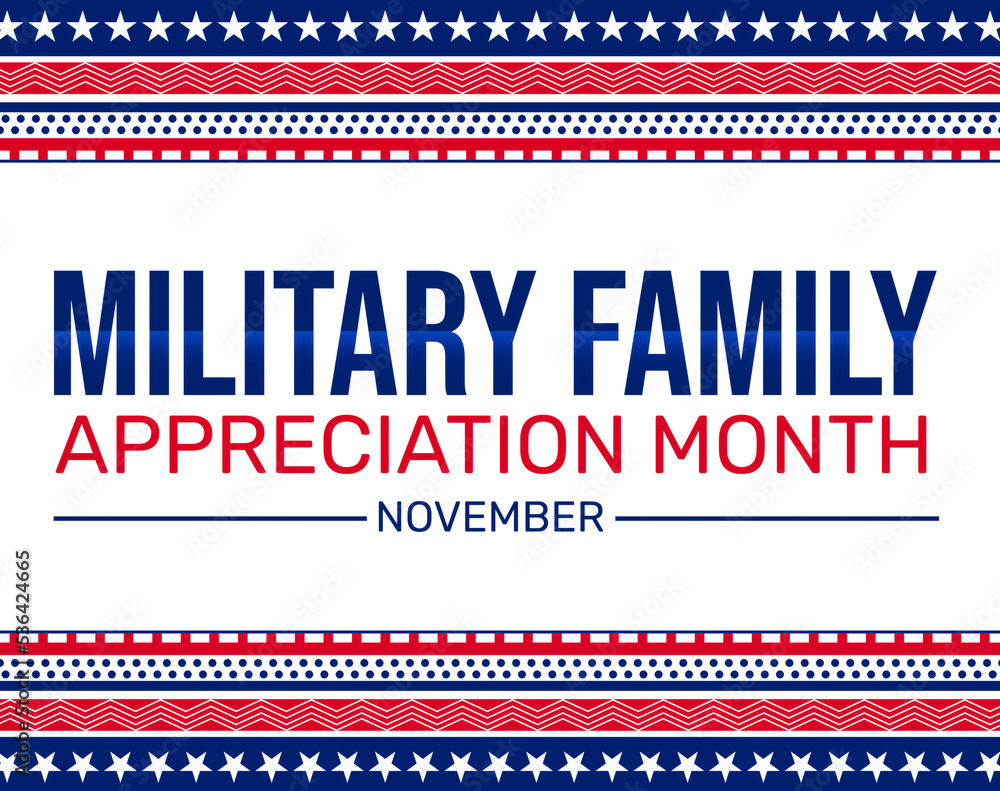 Military Family Appreciation Month Wallpaper design with stars and ...
