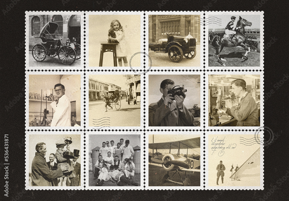 Postage Stamp Photo Collage Mockup Stock Template | Adobe Stock